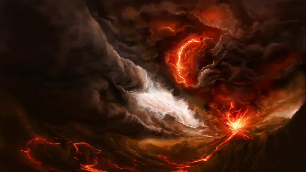 lightning volcano wallpaper